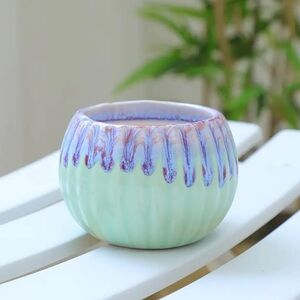 Other | New Set Of Four Pastel Color Glazed Ceramic Mini Planter Pots ...